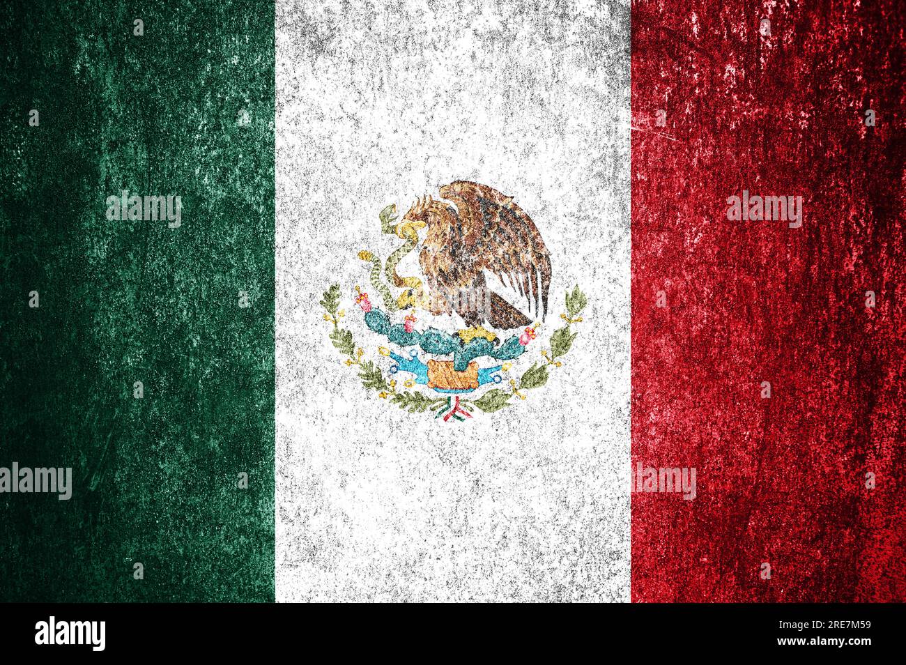 Grunge mexican flag close up. Dirty flag of Mexico on a metal surface ...