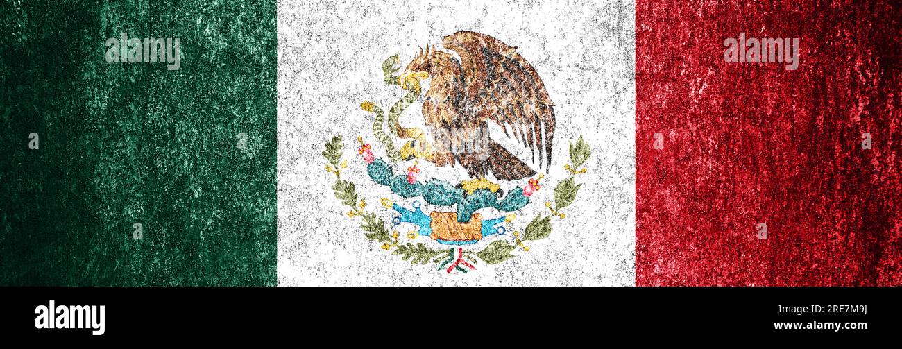 Grunge mexican flag close up. Dirty flag of Mexico on a metal surface ...