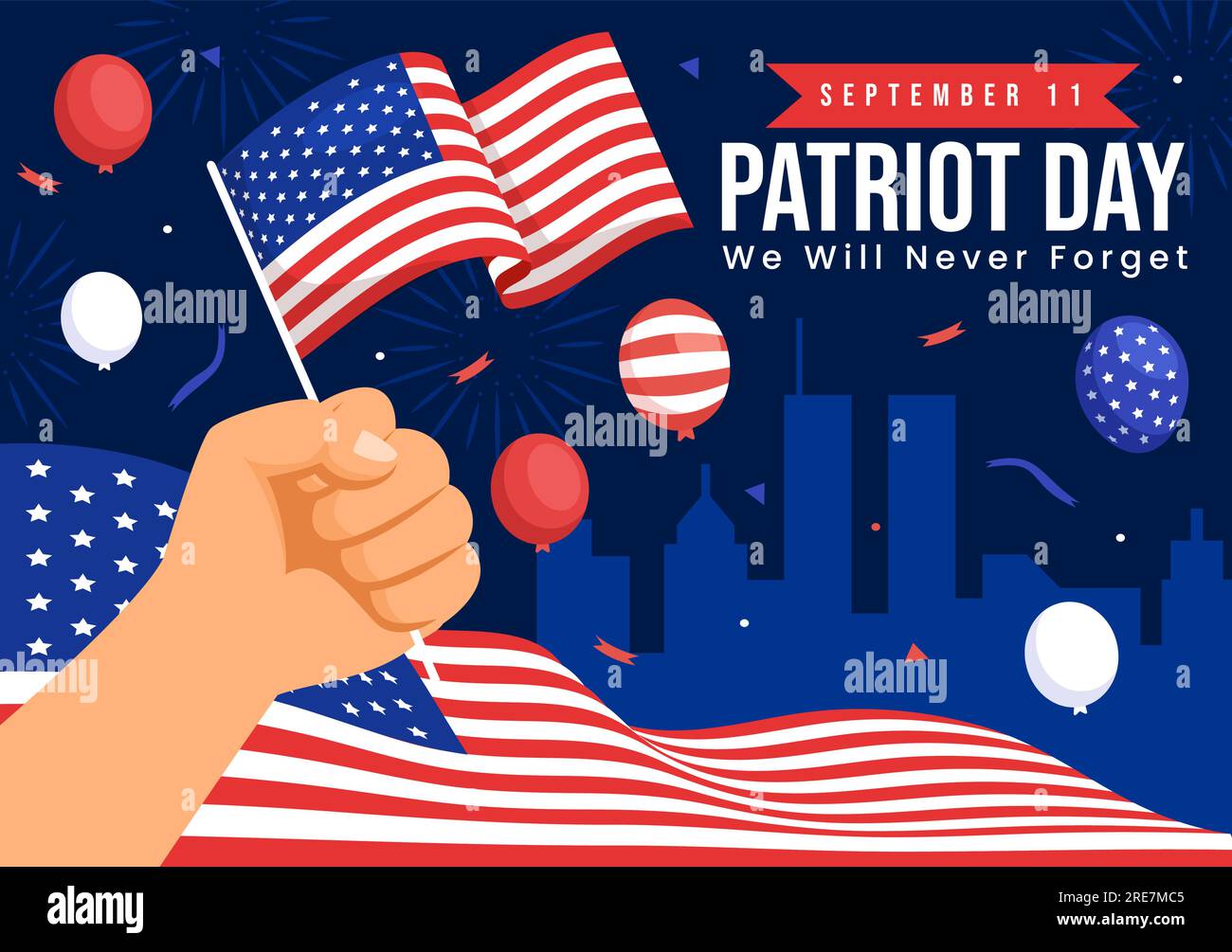 Happy USA Patriot Day Vector Illustration with United States Flag, 911 ...