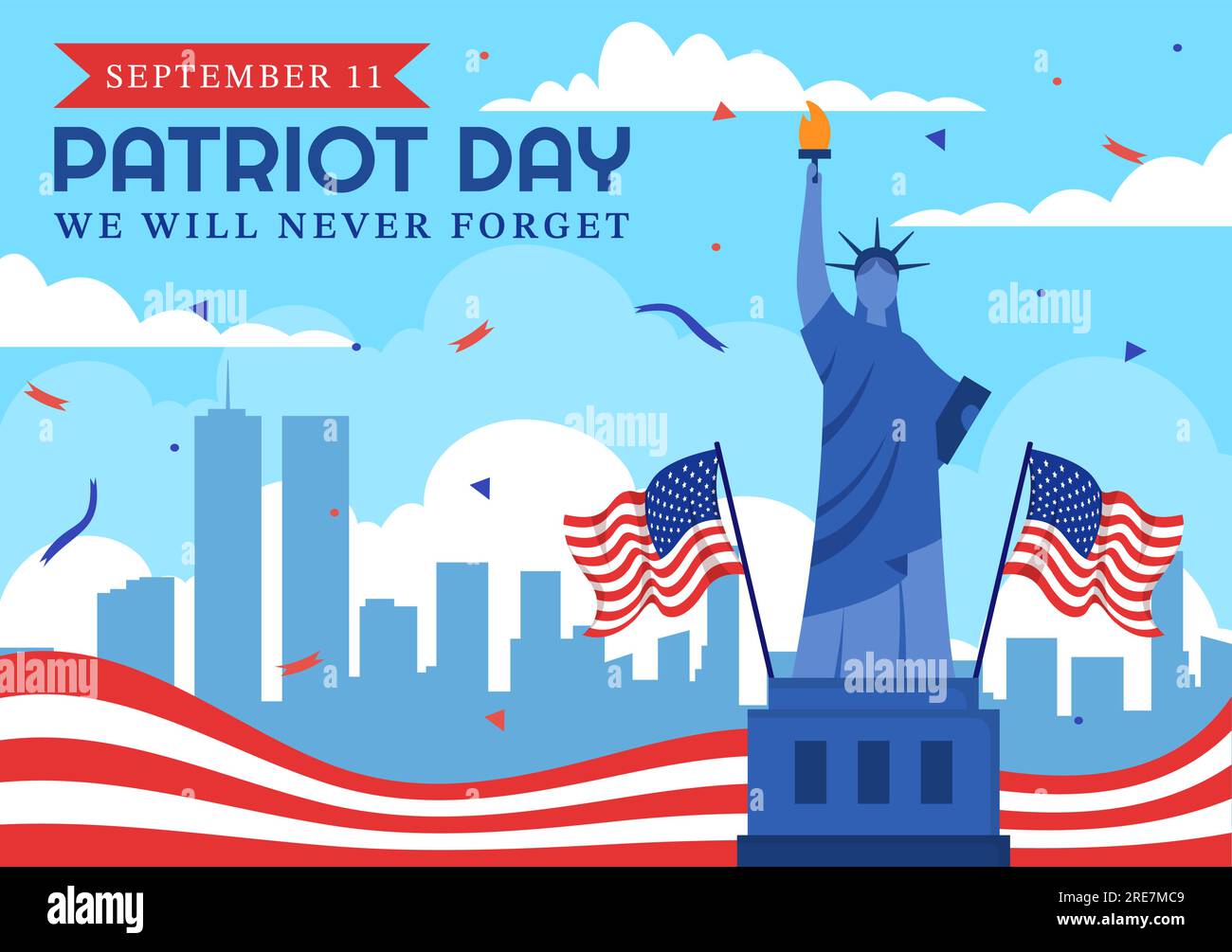 Happy USA Patriot Day Vector Illustration with United States Flag, 911 ...