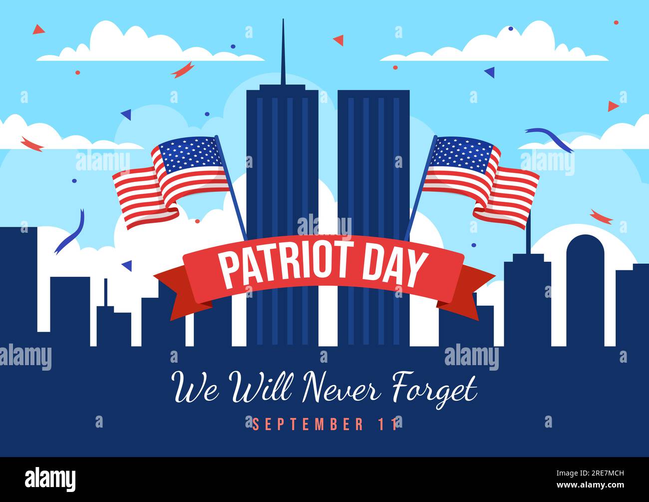 Happy USA Patriot Day Vector Illustration with United States Flag, 911 ...