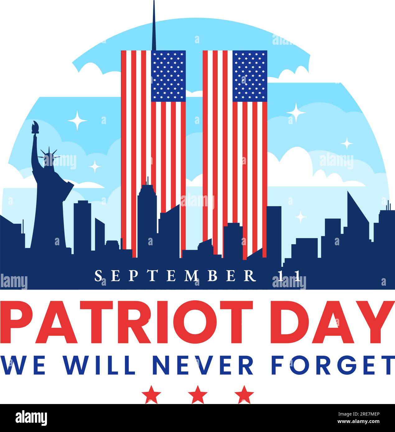 Happy USA Patriot Day Vector Illustration with United States Flag, 911 ...