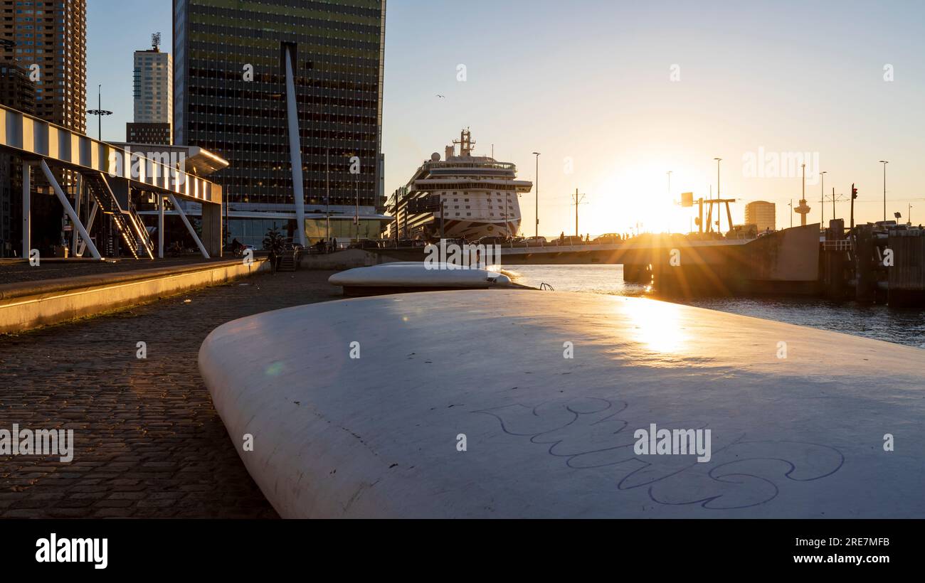 Rotterdam, the Netherlands - 2022-010-18: Beautiful sunset at Rotterdam ...