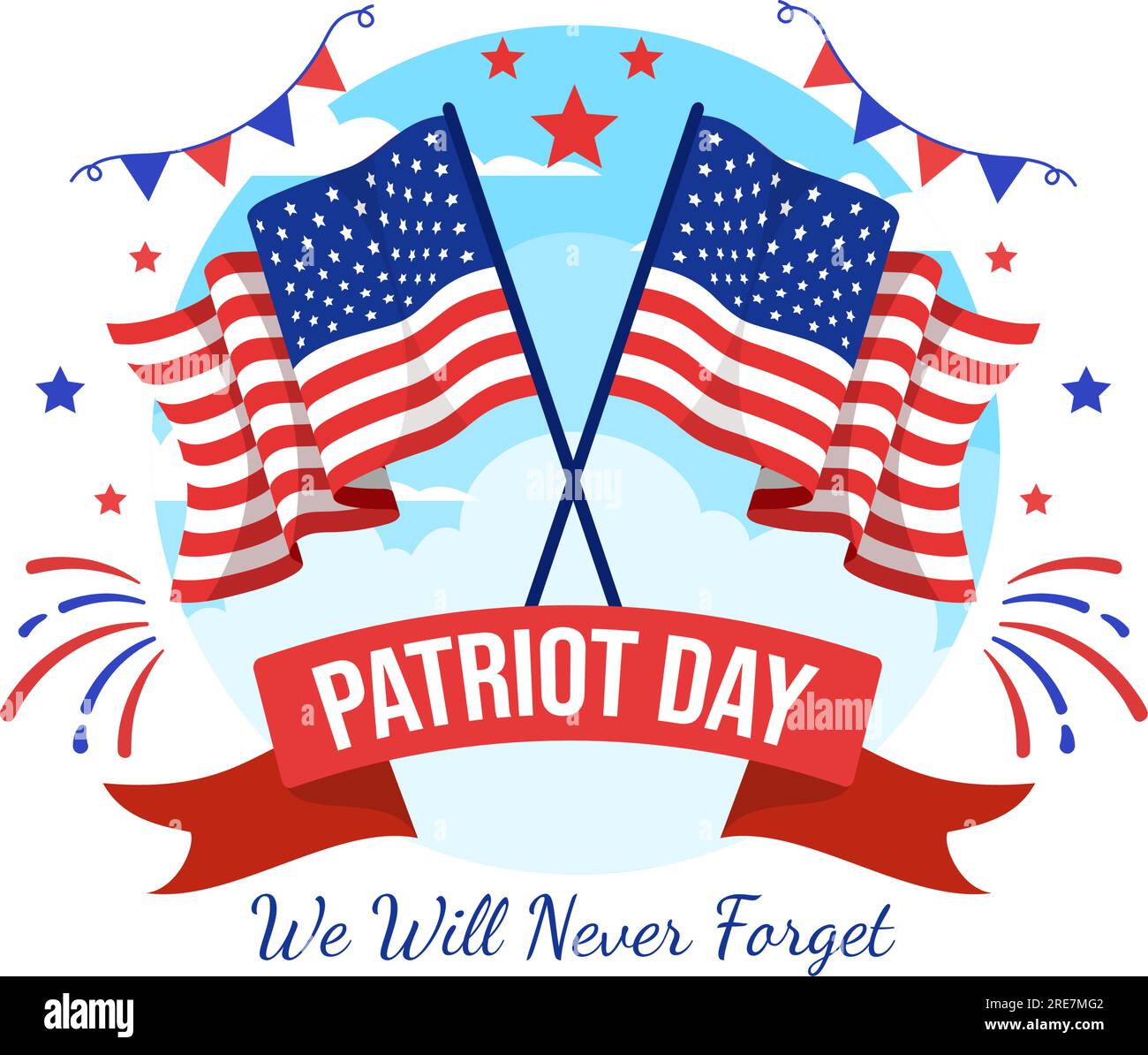 Happy USA Patriot Day Vector Illustration with United States Flag, 911 ...