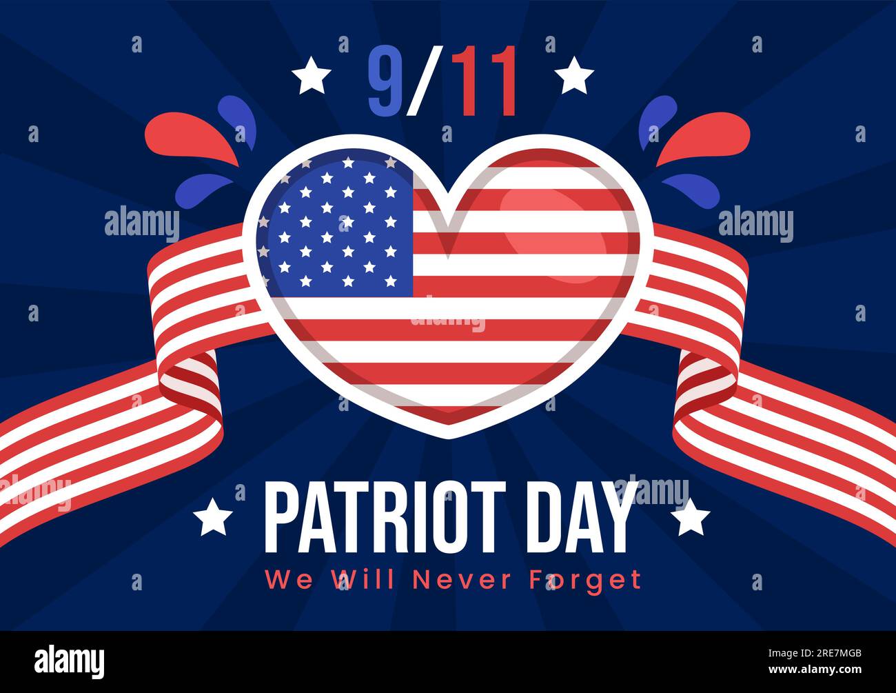 Happy USA Patriot Day Vector Illustration with United States Flag, 911 ...