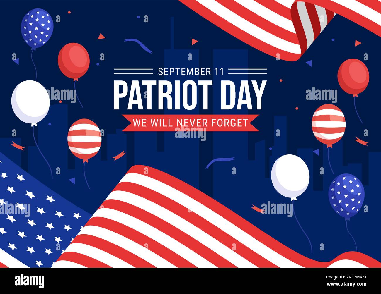 Happy USA Patriot Day Vector Illustration with United States Flag, 911 ...