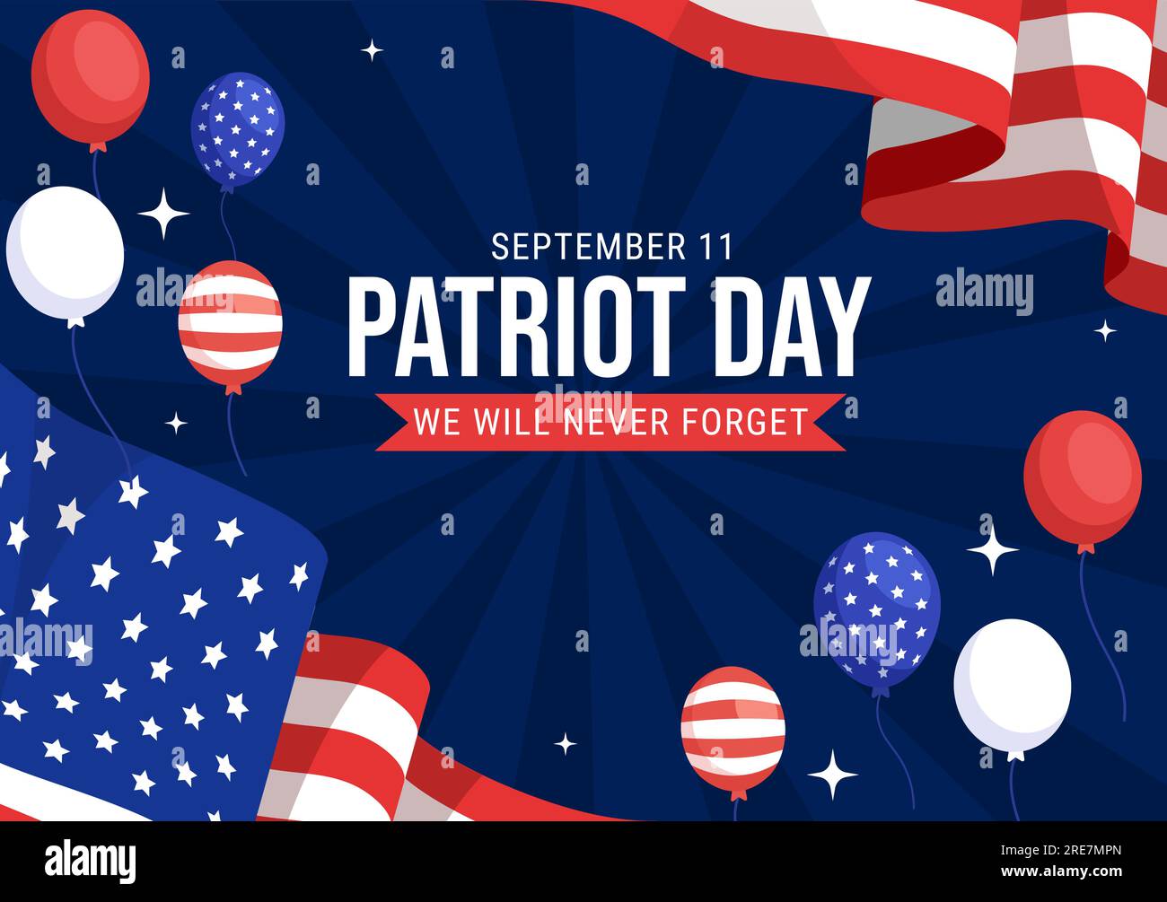 Happy USA Patriot Day Vector Illustration with United States Flag, 911 ...