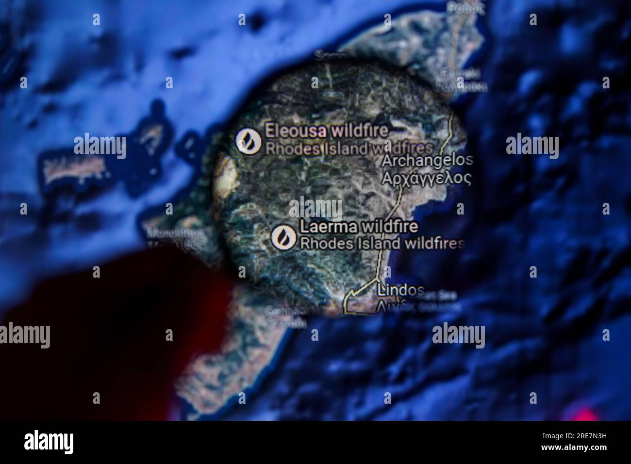 Rhodes island on wildfire. Greece Rhode island on maps through ...