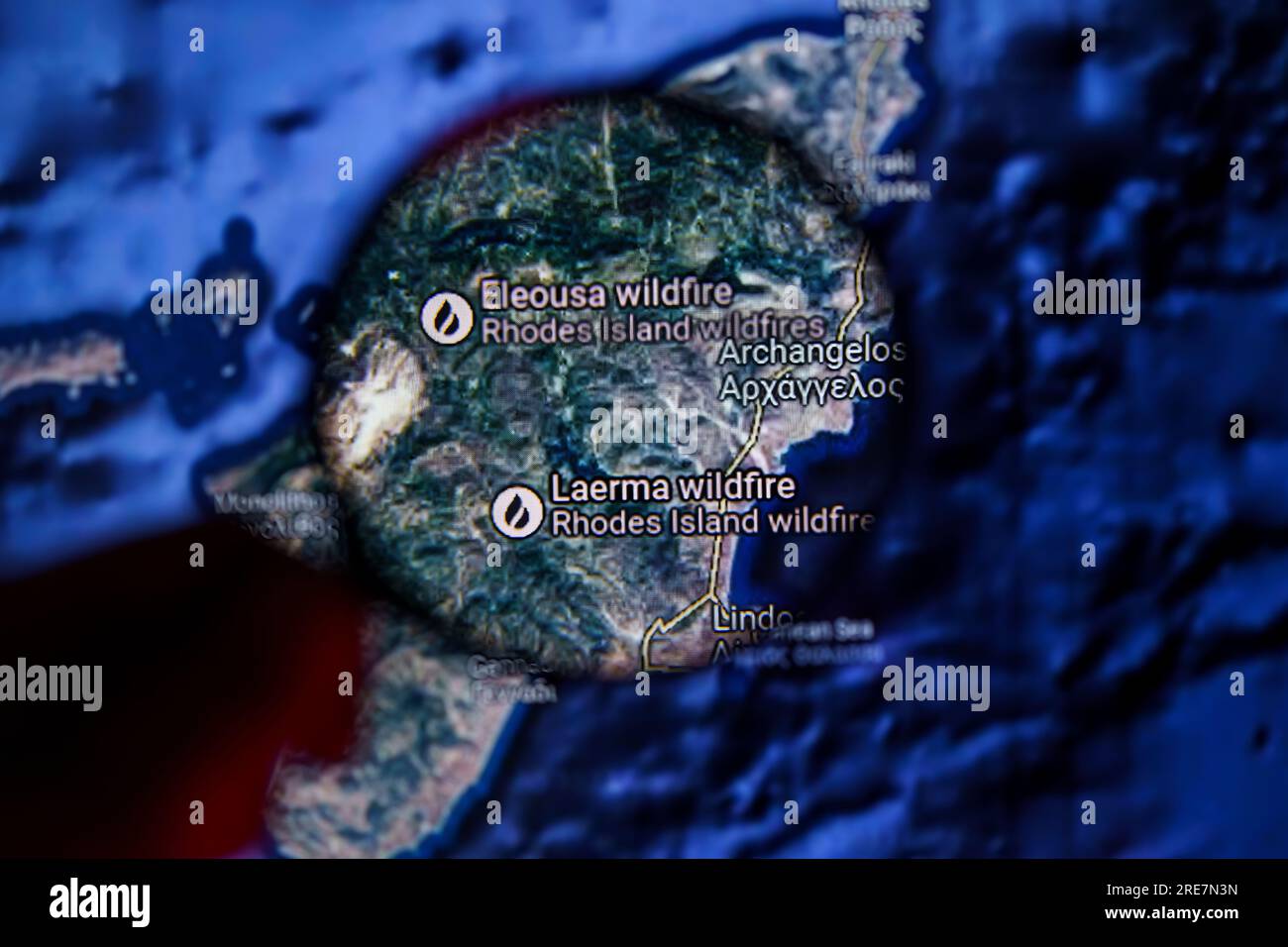 Rhodes island on wildfire. Greece Rhode island on maps through ...