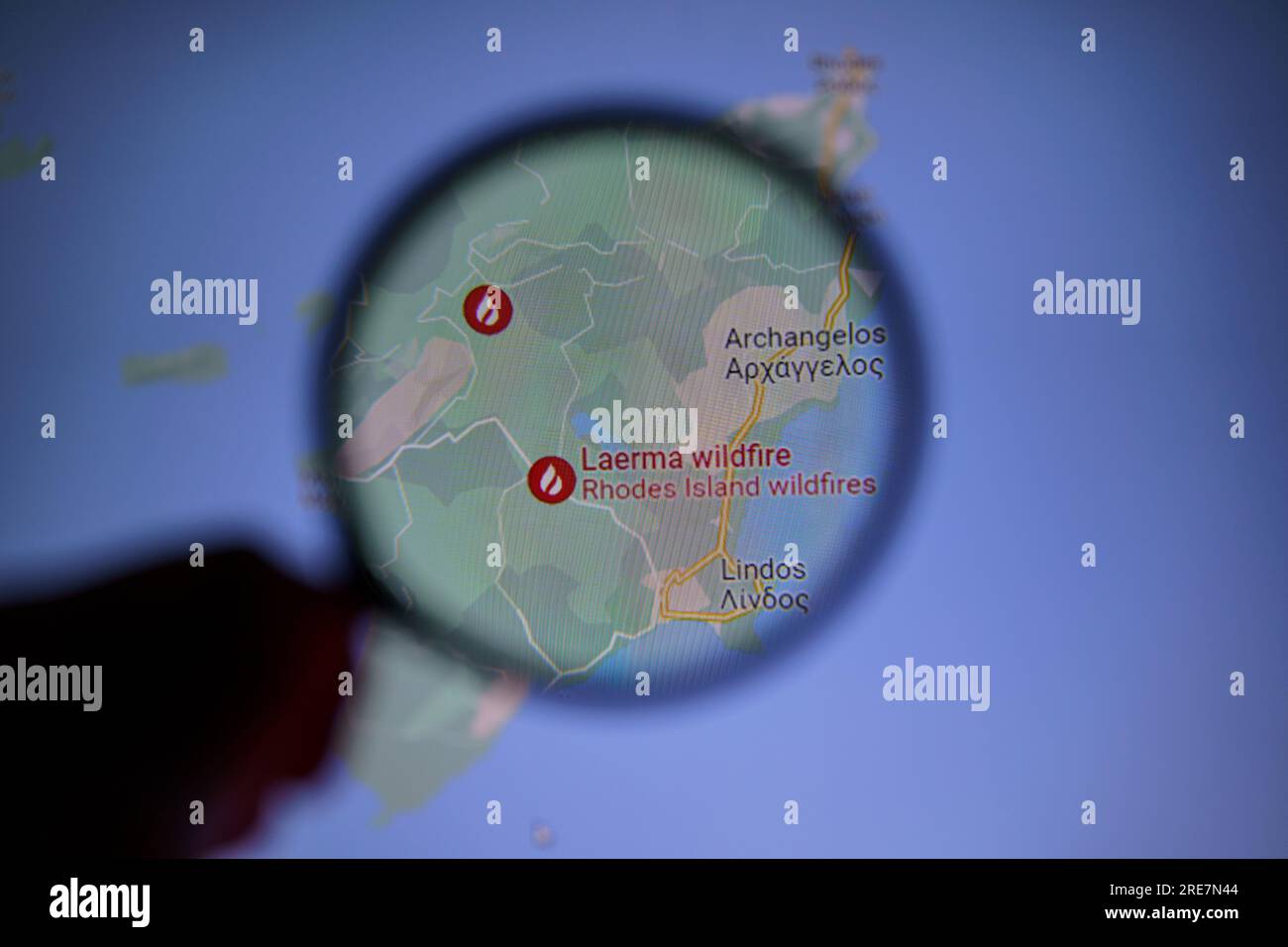 Rhodes island on wildfire. Greece Rhode island on maps through ...