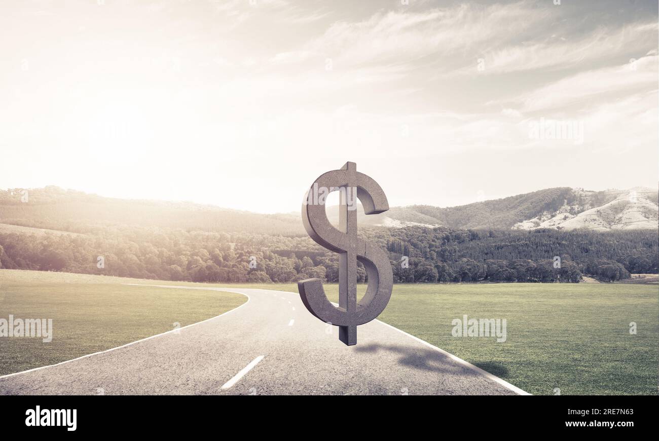 Money making and wealth concept presented by stone dollar symbol on ...