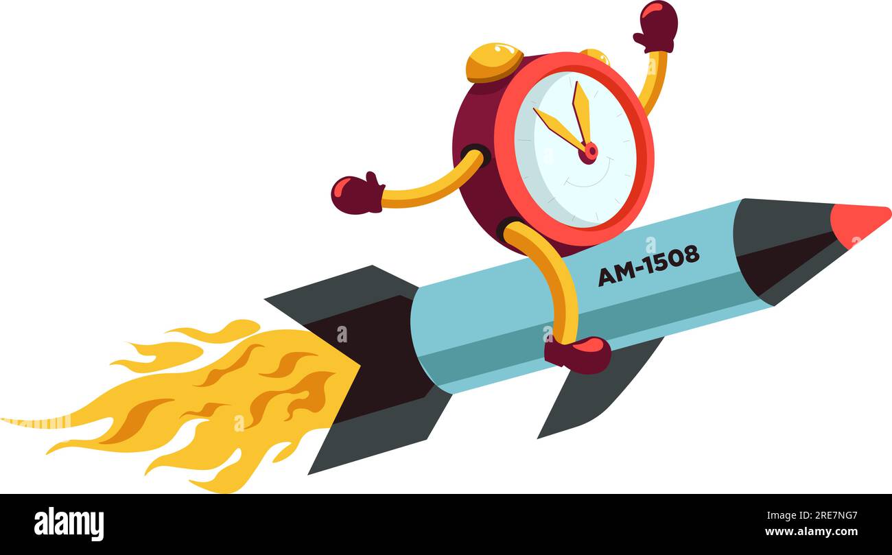 Time management and deadlines, isolated clock character with hands and ...