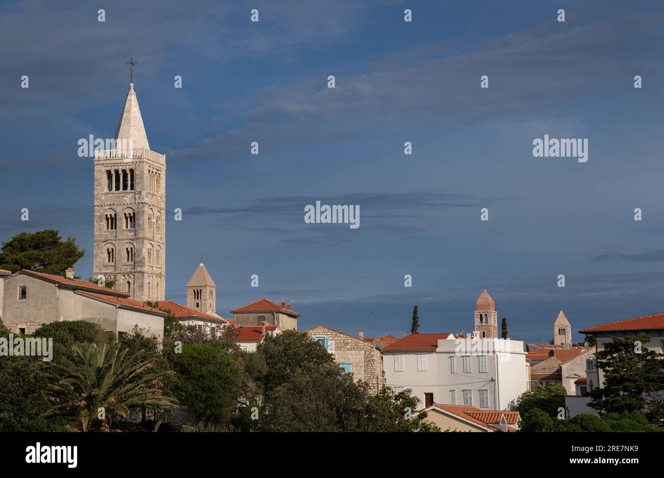 The four bell towers of Rab, Symbol of the city, Rab Town, Rab Island ...