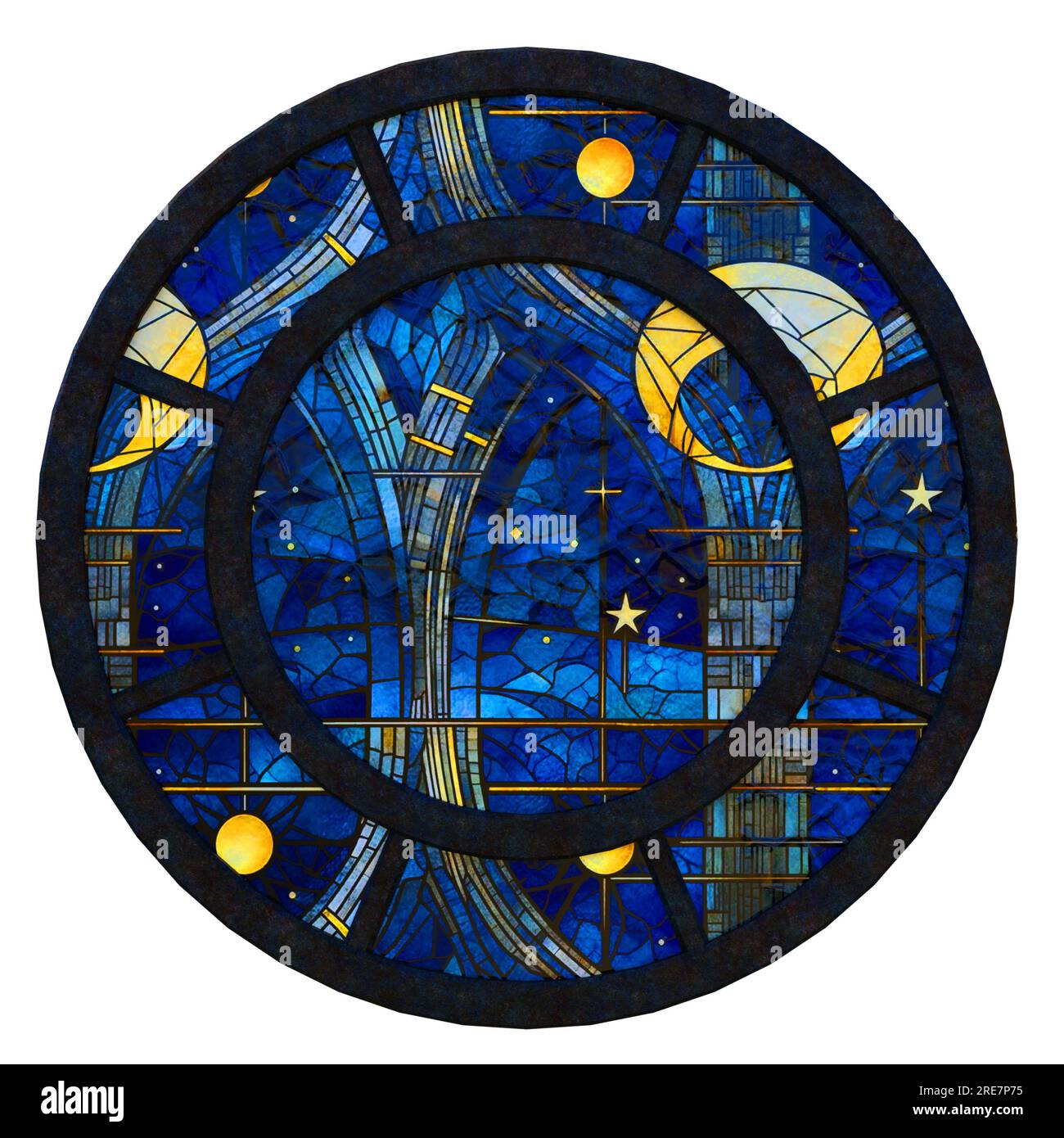 Round Stained Glass Window isolated on white, 3d render Stock Photo - Alamy