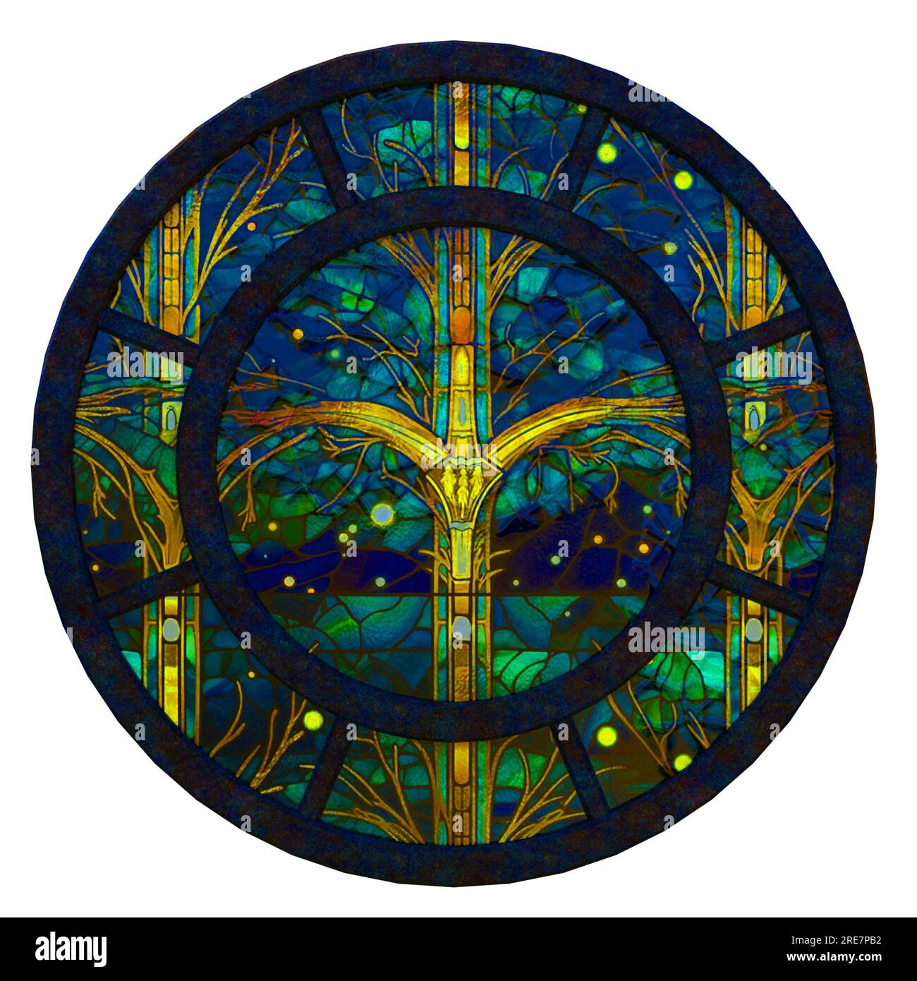 Round Stained Glass Window isolated on white, 3d render Stock Photo - Alamy