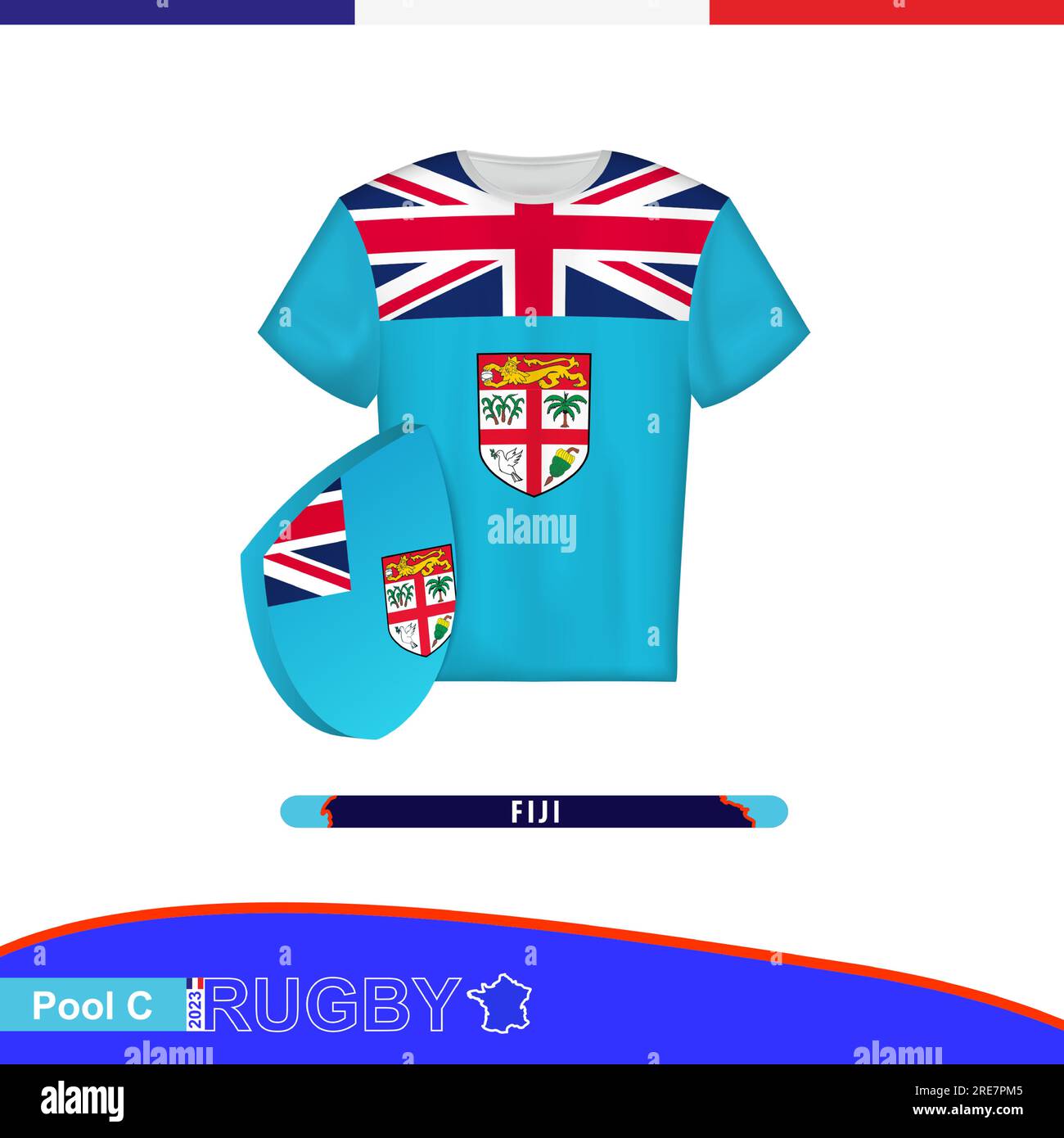 Rugby jersey of Fiji national team with flag. Vector illustration Stock ...