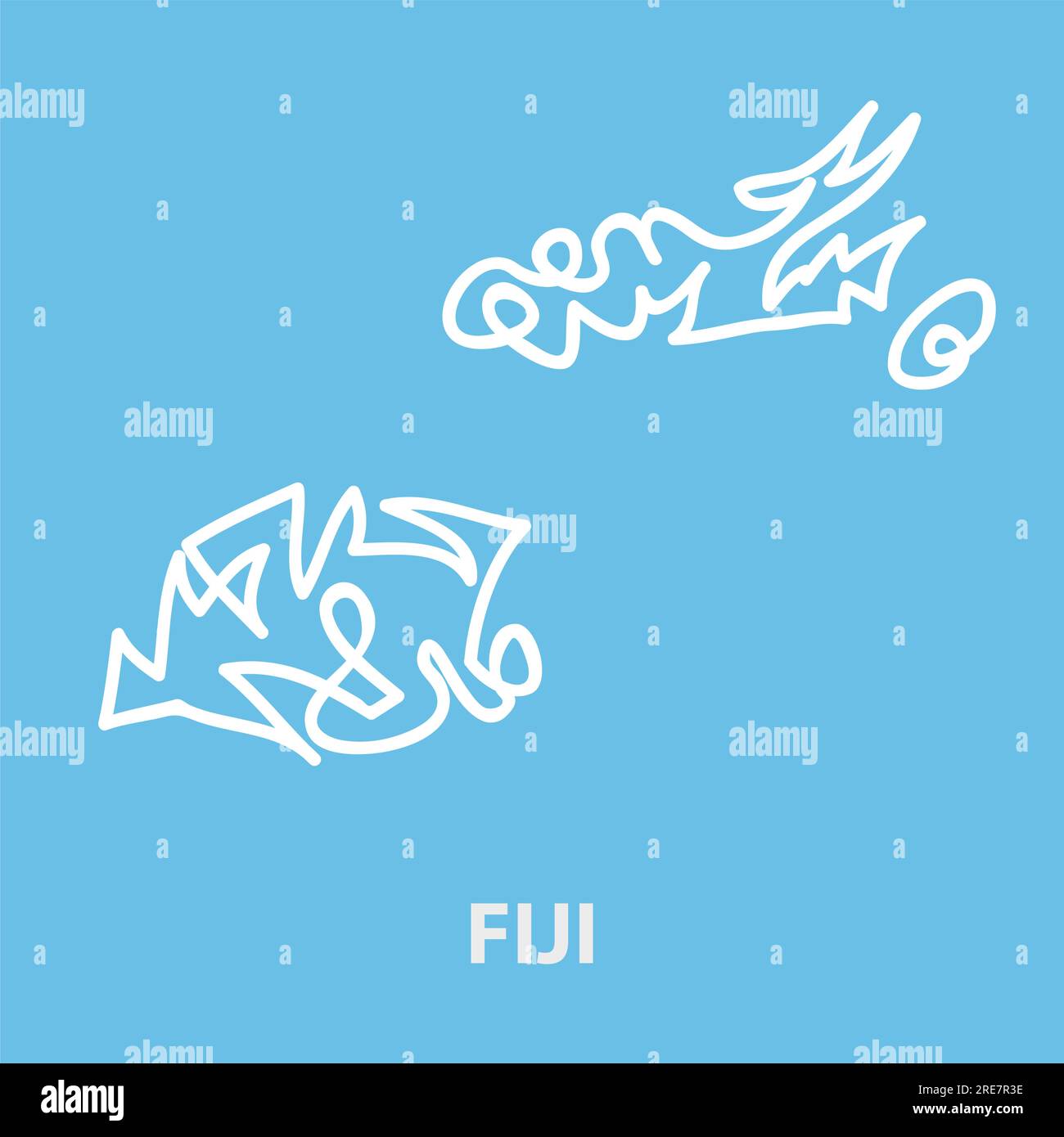 Abstract stroke map of Fiji for rugby tournament. Vector illustration ...