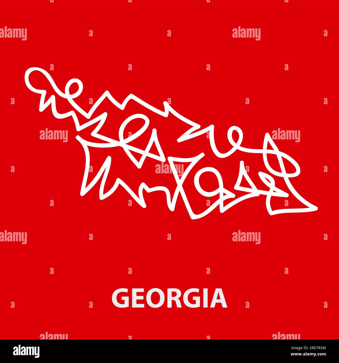 Abstract stroke map of Georgia for rugby tournament. Vector ...