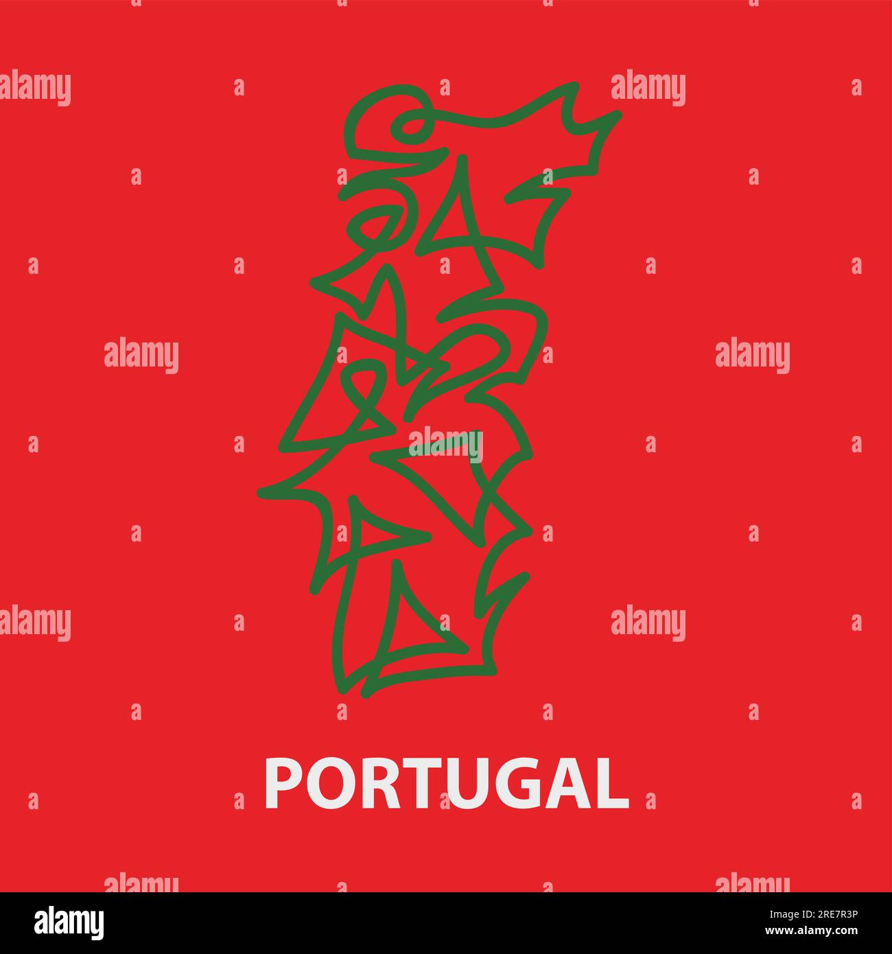 Abstract stroke map of Portugal for rugby tournament. Vector ...