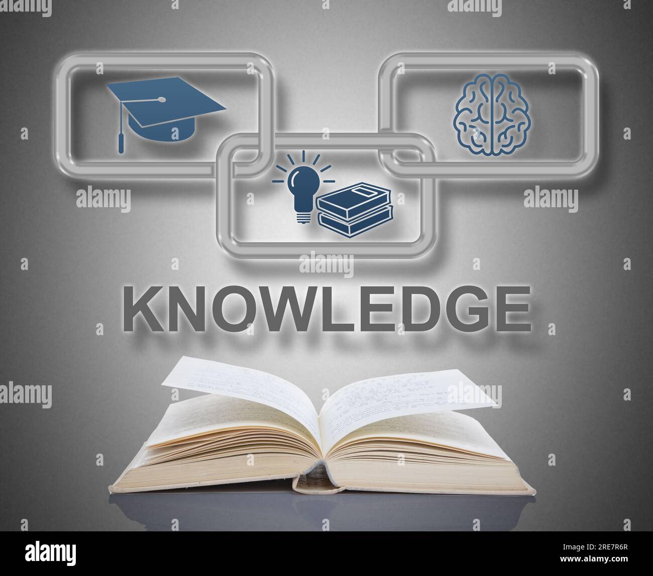 Knowledge concept above an open book Stock Photo - Alamy