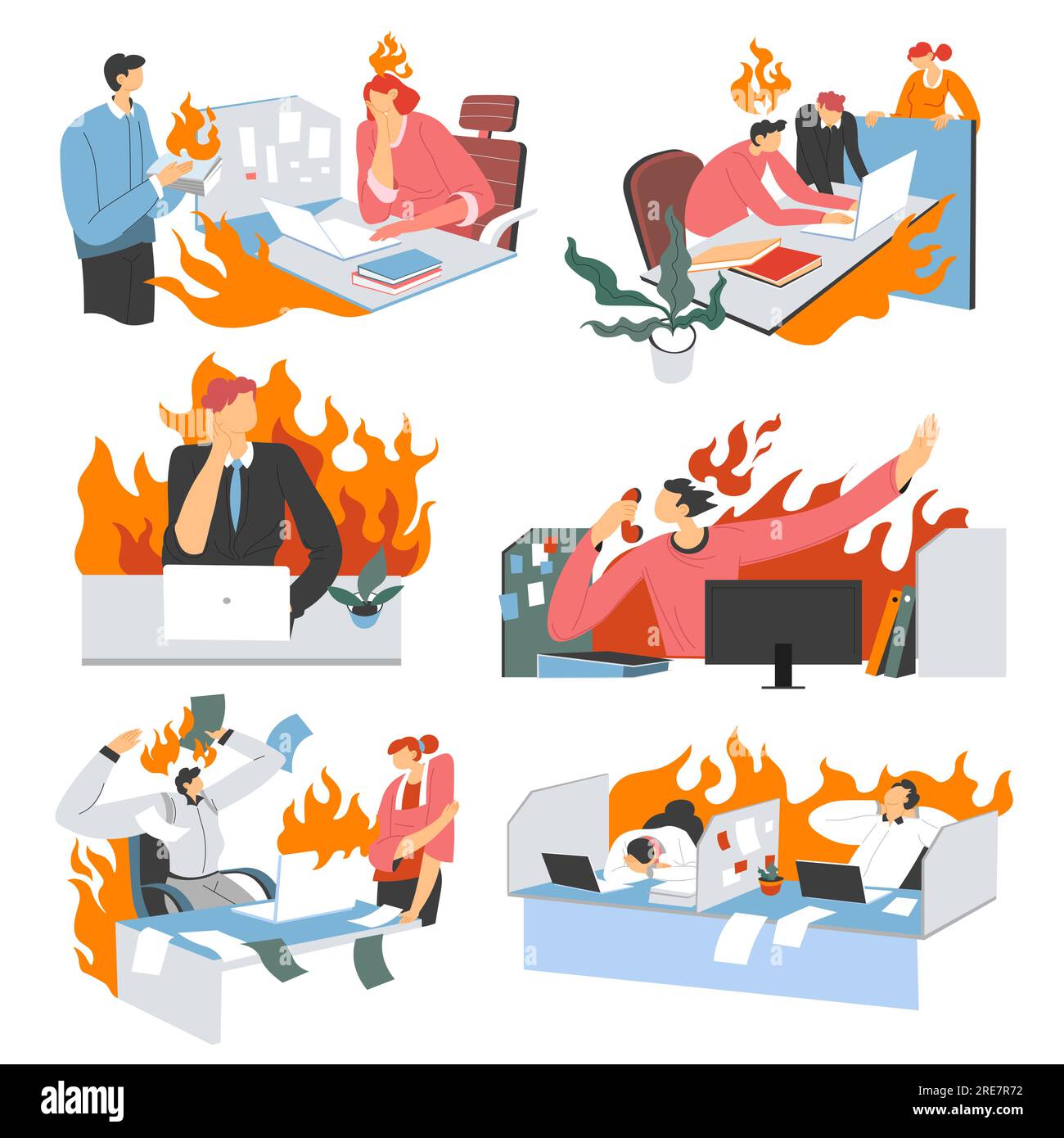 Woman worried at work male boss Stock Vector Images - Alamy