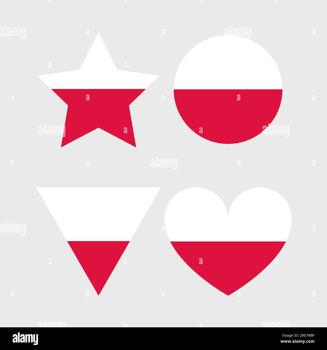 Poland flag vector icons set of illustrations in the shape of heart ...