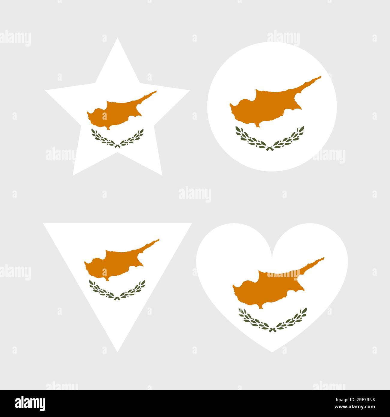 Cyprus flag vector icons set of illustrations in the shape of heart ...