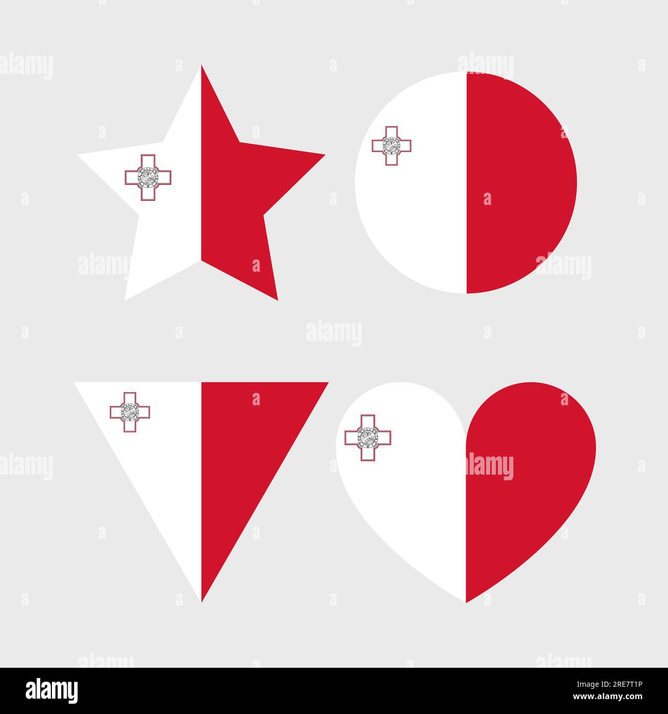 Malta flag vector icons set of illustrations in the shape of heart ...