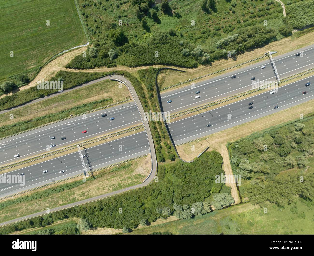 Aerial top down drone view Ecoduct Autena Stock Photo - Alamy