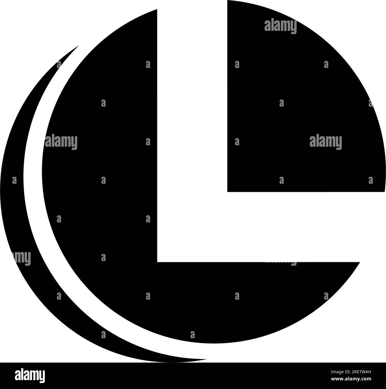 Black Circle Shaped Letter L Icon on a White Background Stock Vector ...