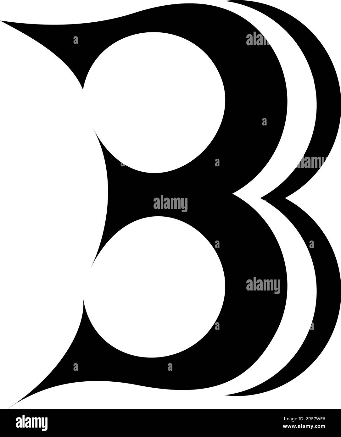 Black Curvy Letter B Icon Resembling Number 3 on a White Background ...