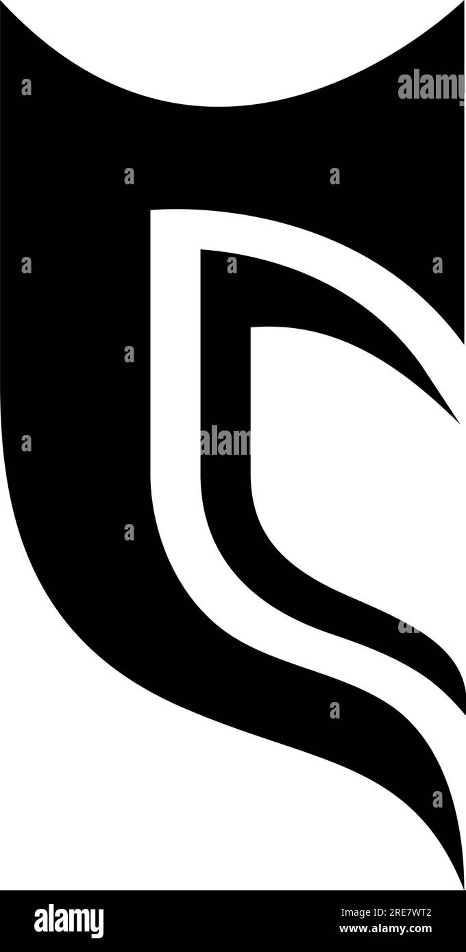Black Half Shield Shaped Letter C Icon on a White Background Stock ...