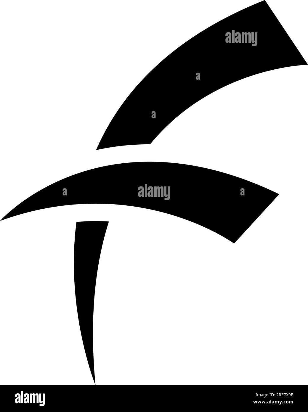 Black Letter F Icon with Round Spiky Lines on a White Background Stock ...