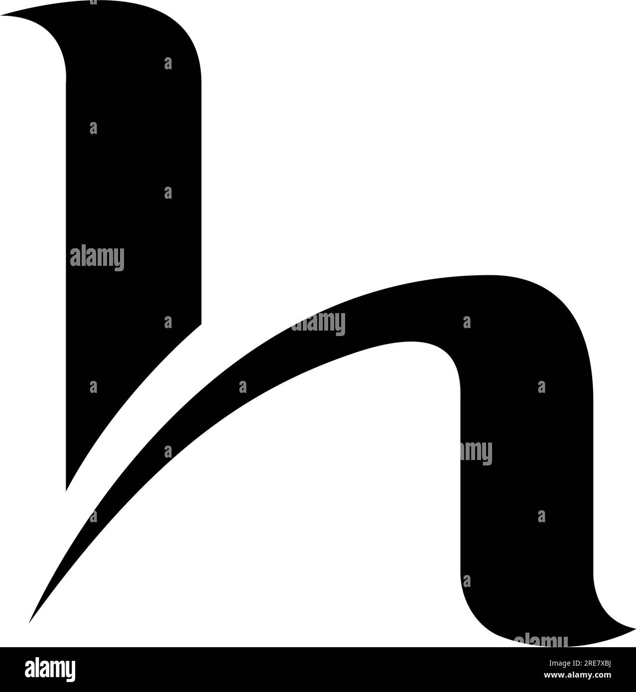 Black Letter H Icon with Round Spiky Lines on a White Background Stock ...