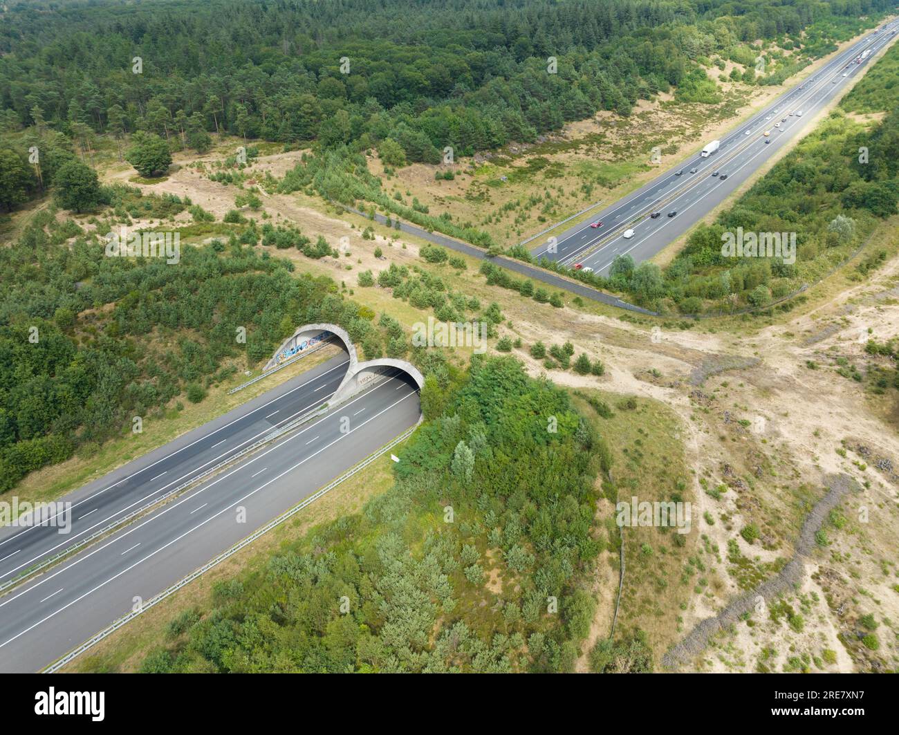 Top down aerial view on Ecoduct Hoog Buurlo Stock Photo - Alamy