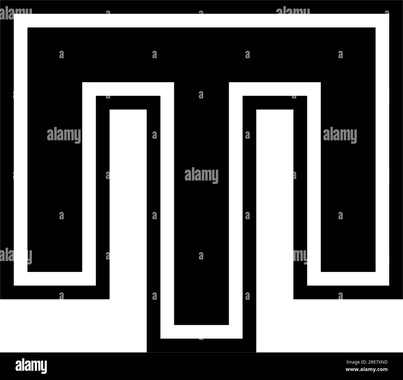 Black Letter M Icon with an Outer Stripe on a White Background Stock ...