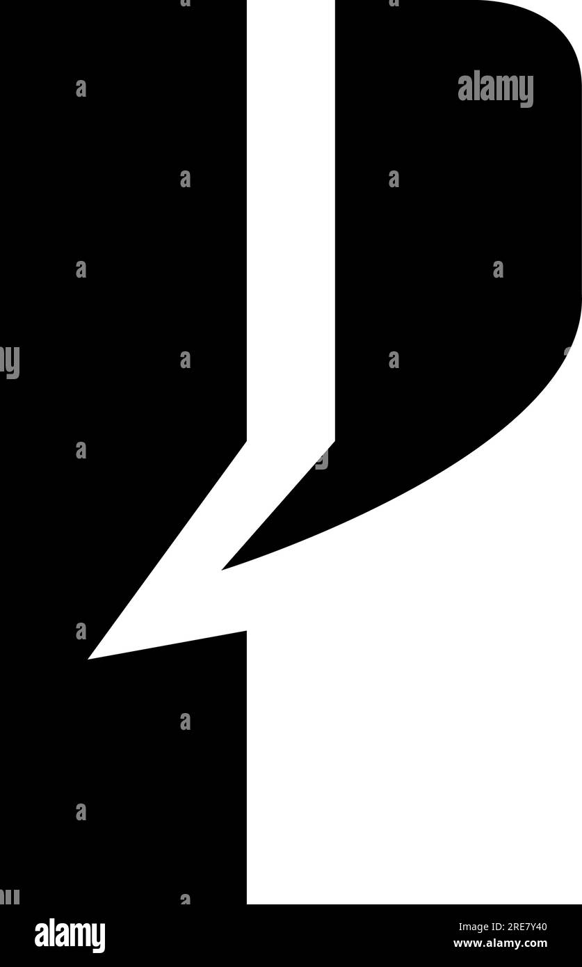Black Letter P Icon with a Bold Rectangle on a White Background Stock ...