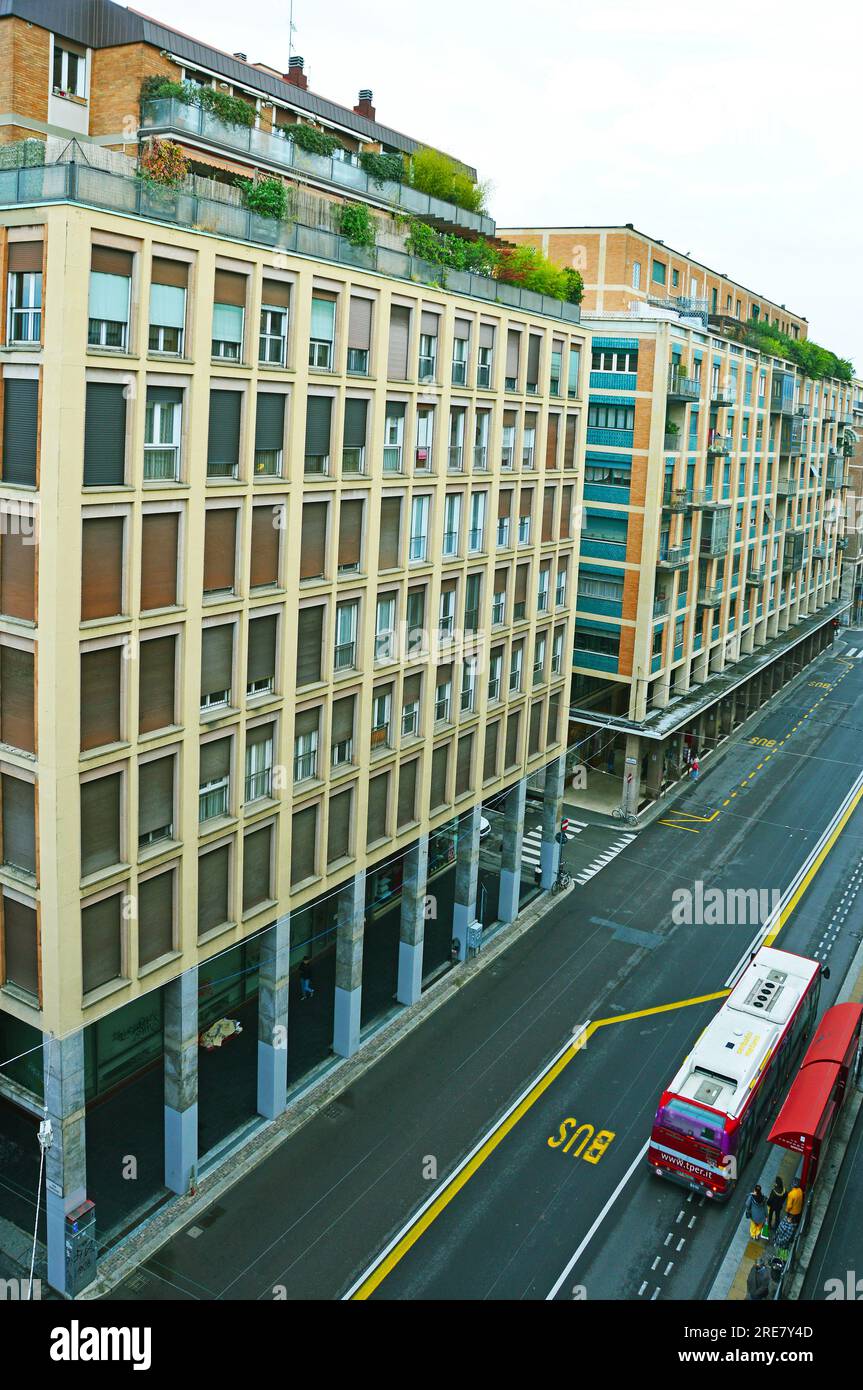 Gallery houses on Via Guglielmo Marconi in Bologna, Italy. November 13 ...