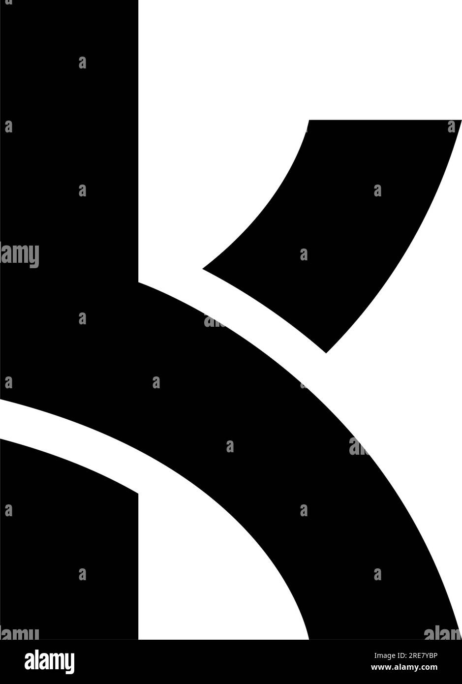 Black Lowercase Letter K Icon with Overlapping Paths on a White ...