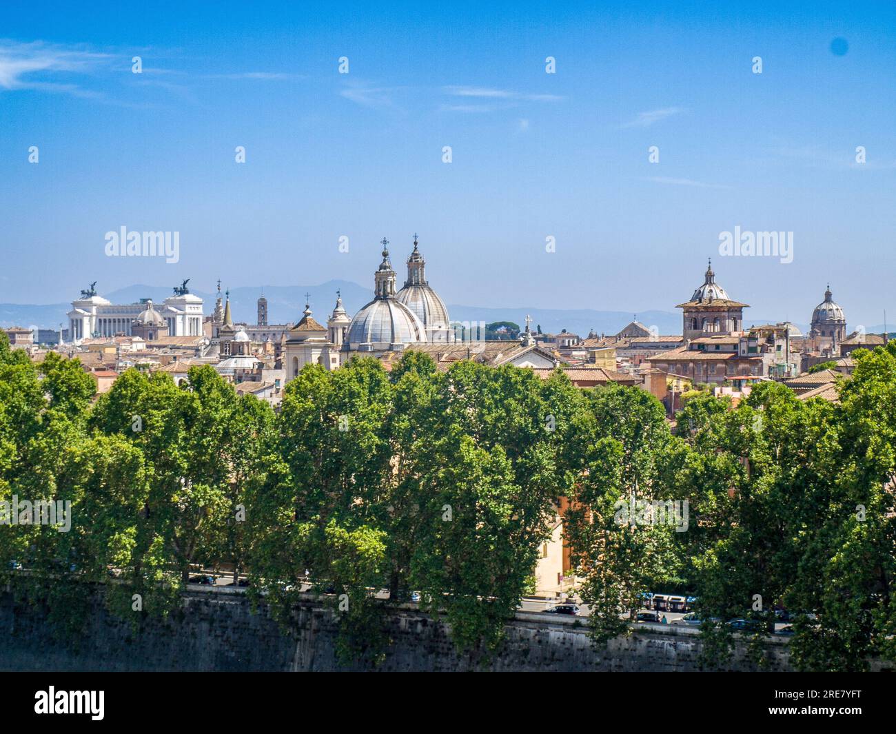 rome, cityscape, streets, summer, sunlight, blue, blue sky, piazza de ...