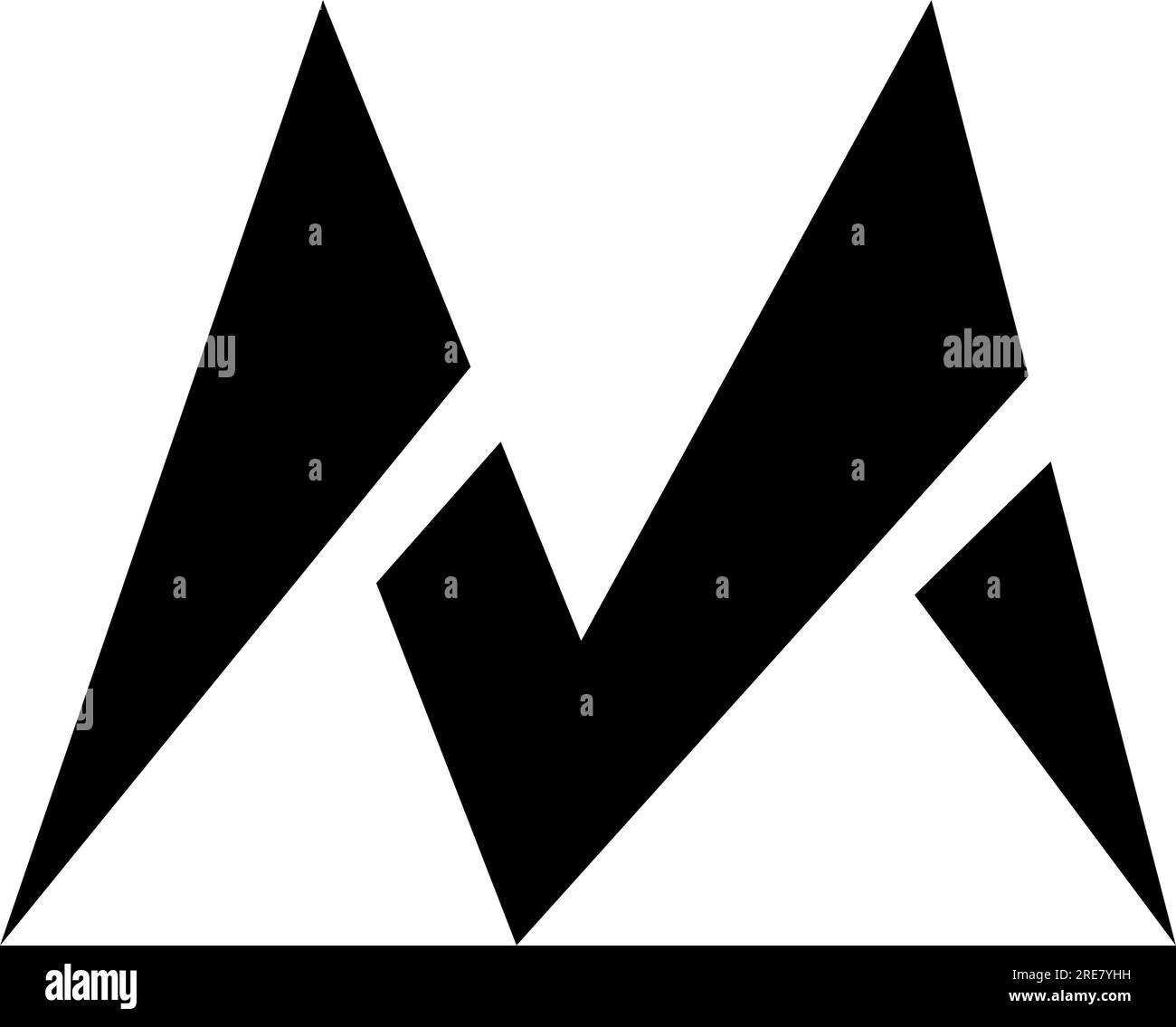 Black Pointy Tipped Letter M Icon on a White Background Stock Vector ...