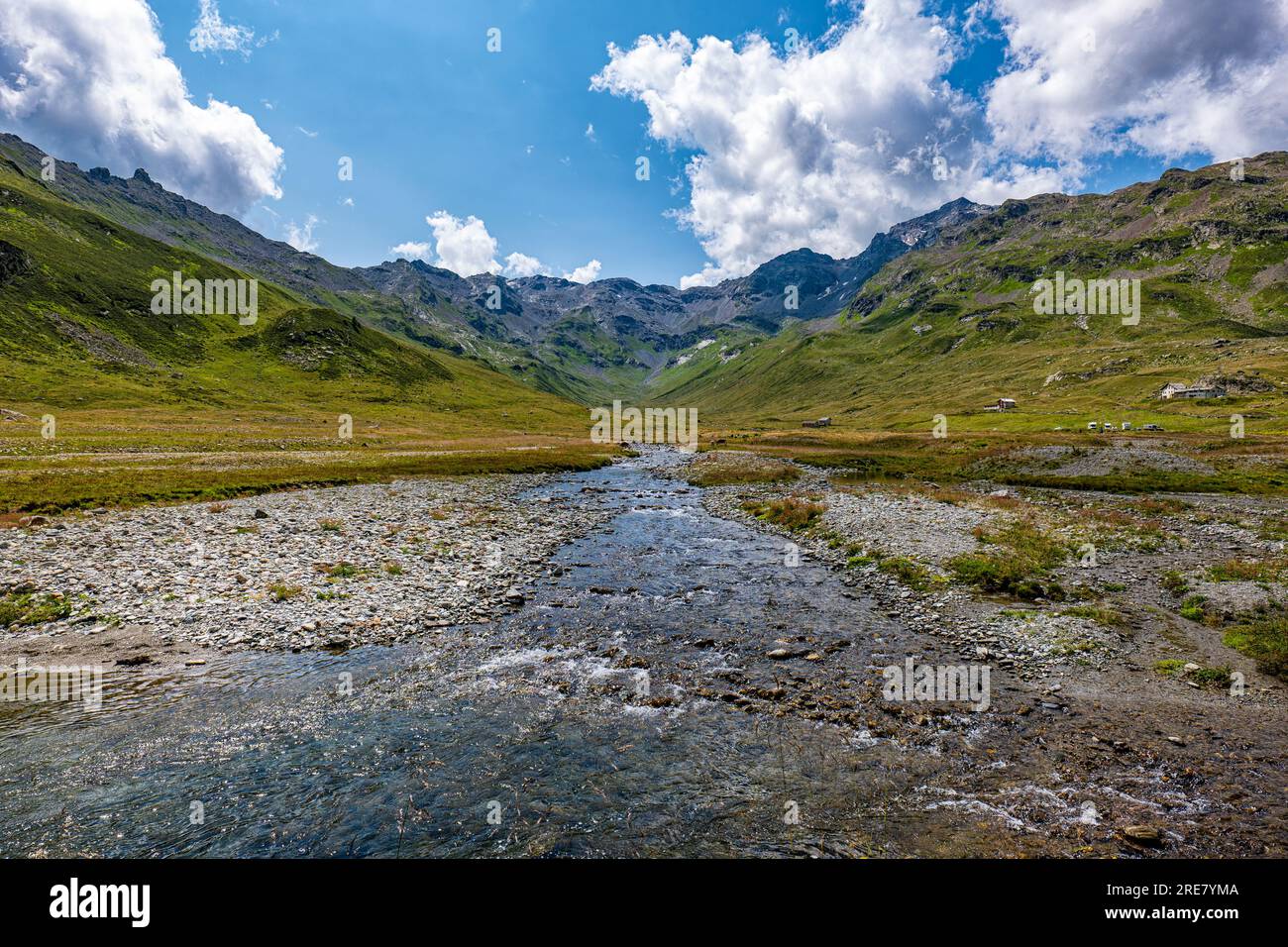 Landscape of an alpine river on Splugen Pass Stock Photo - Alamy