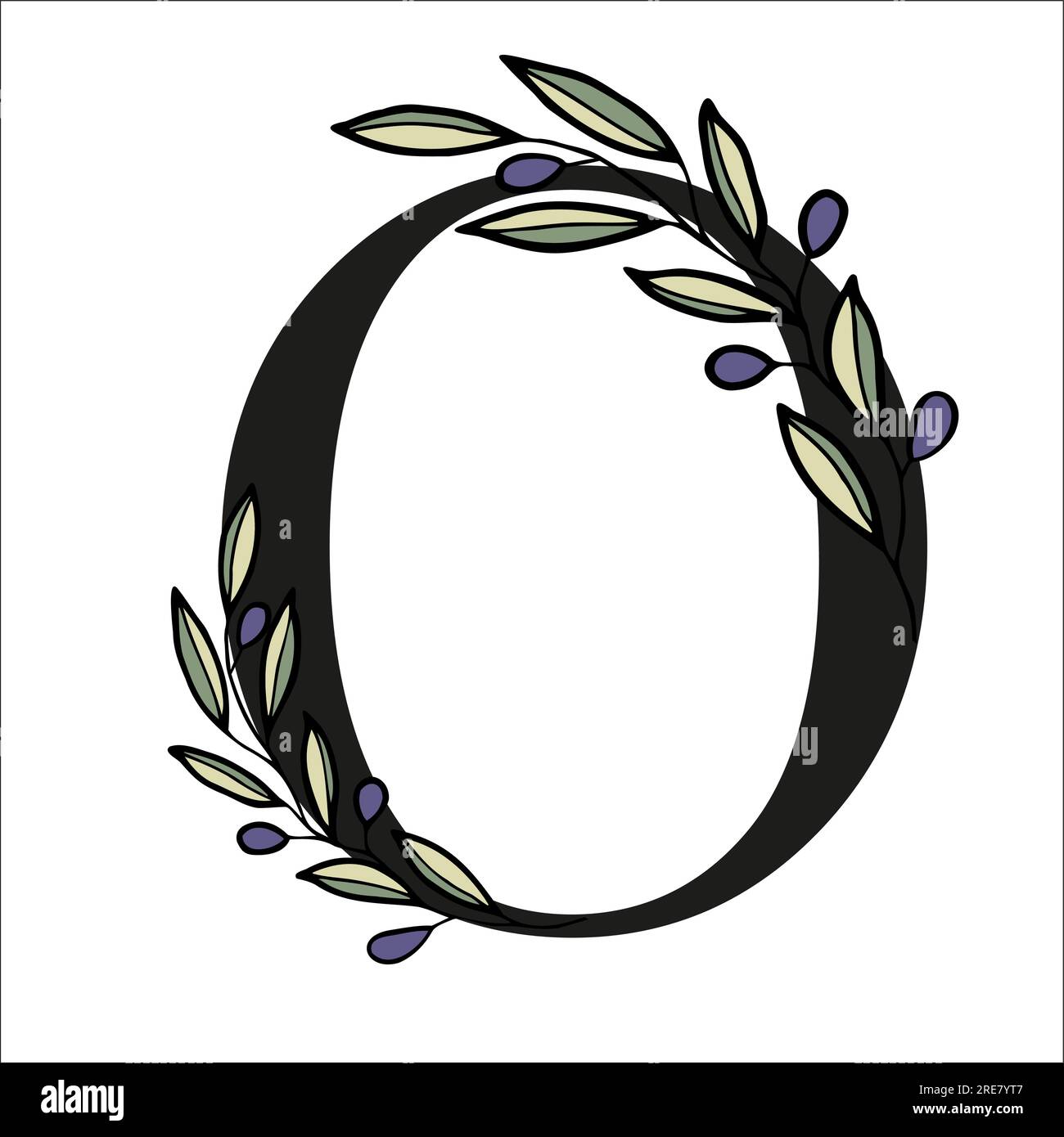 Olive branch alphabet letter for decor of card or wedding invite ...