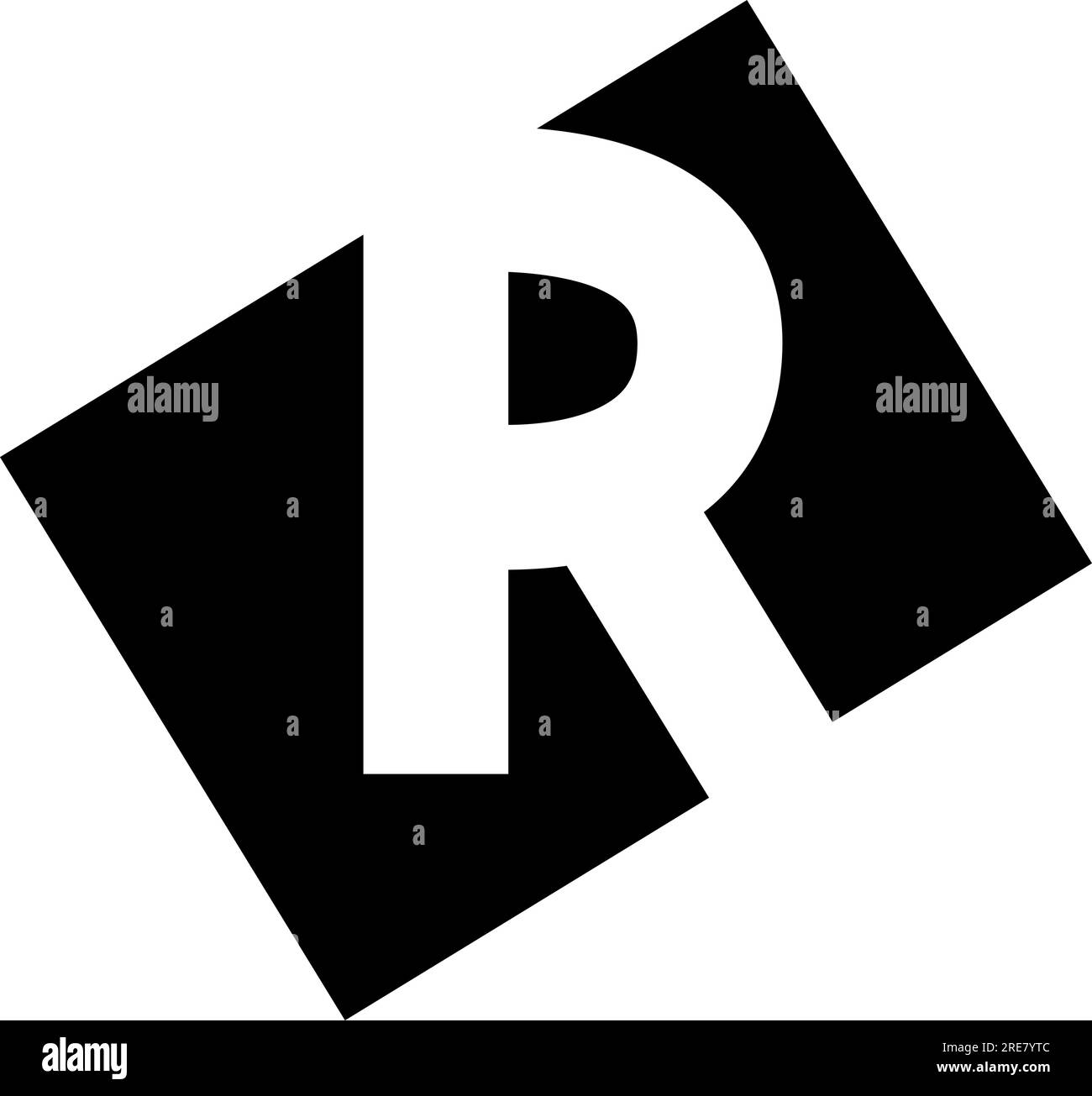 Black Rectangle Shaped Letter R Icon on a White Background Stock Vector ...