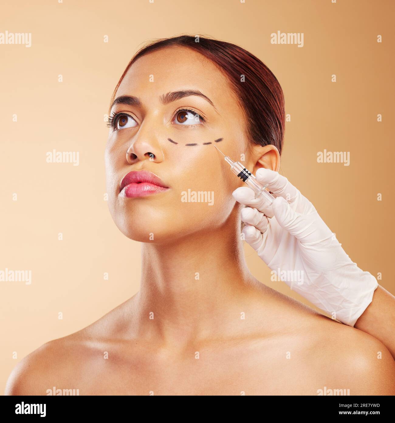 Ophthalmic, plastic surgery and face of woman with beauty facial for ...