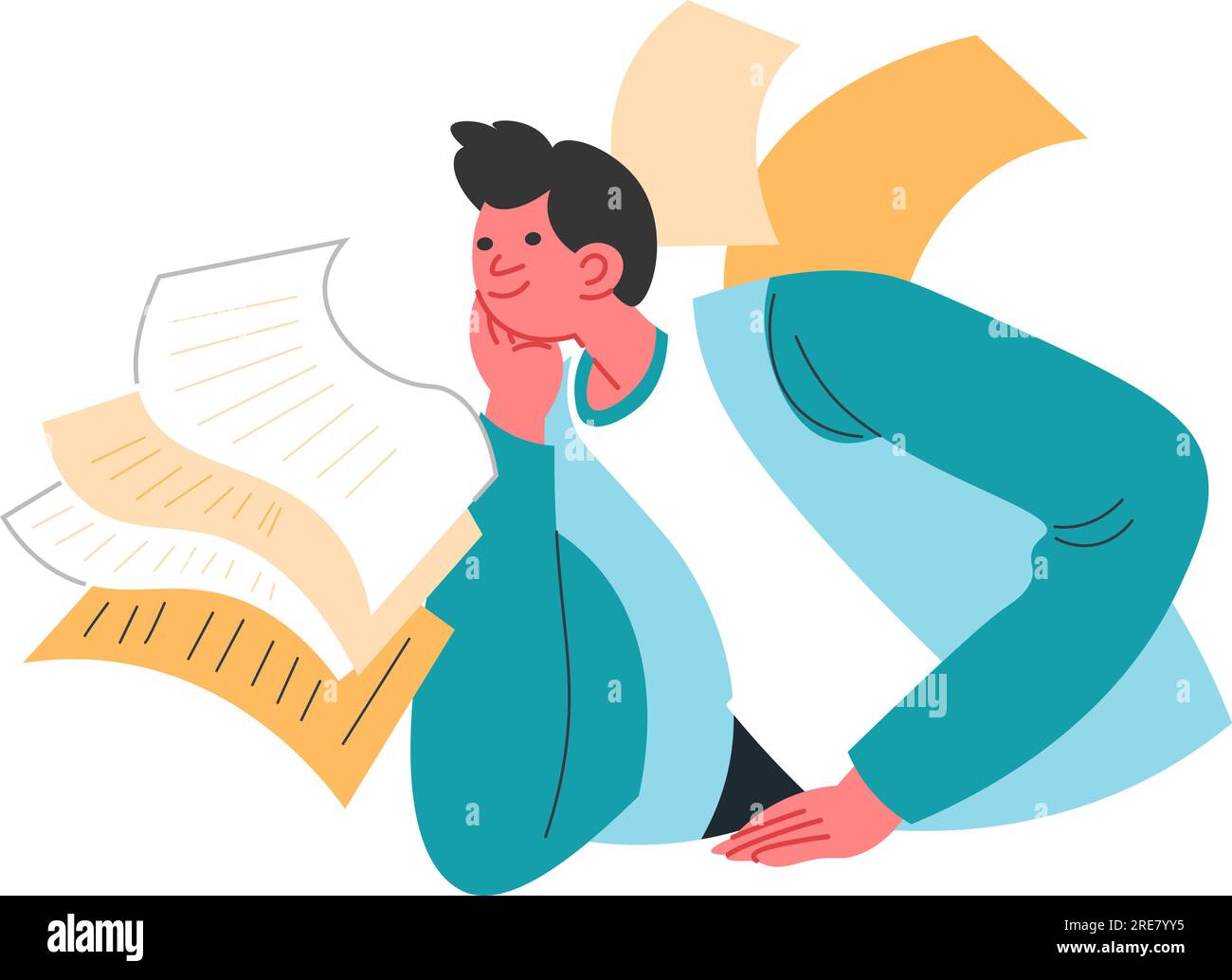 Cartoon Person Writing A Book