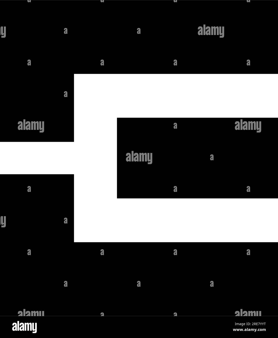 Black Rectangular Letter E Icon on a White Background Stock Vector ...