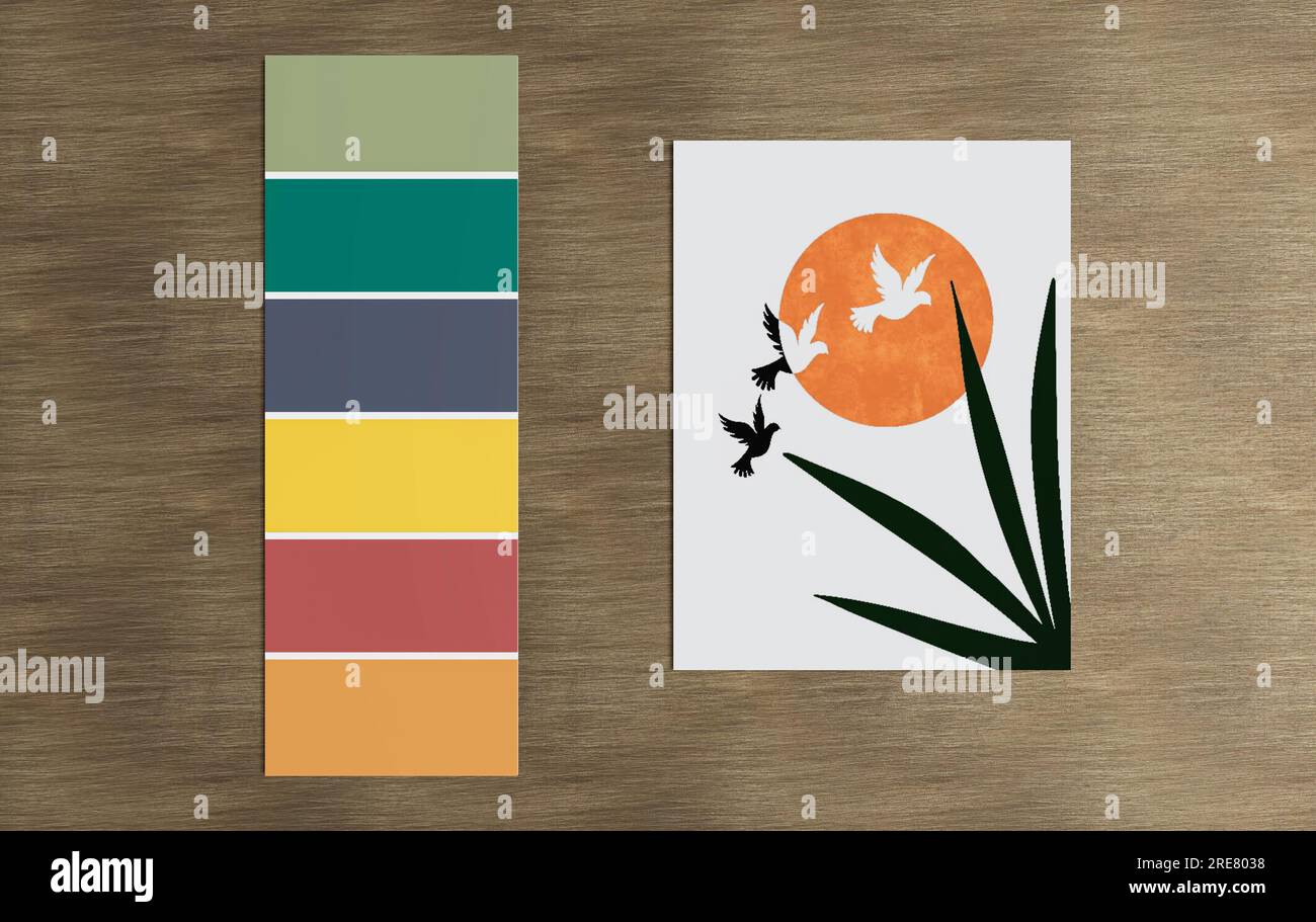Paint cards with poster design, catalogue, paint colors Stock Photo - Alamy