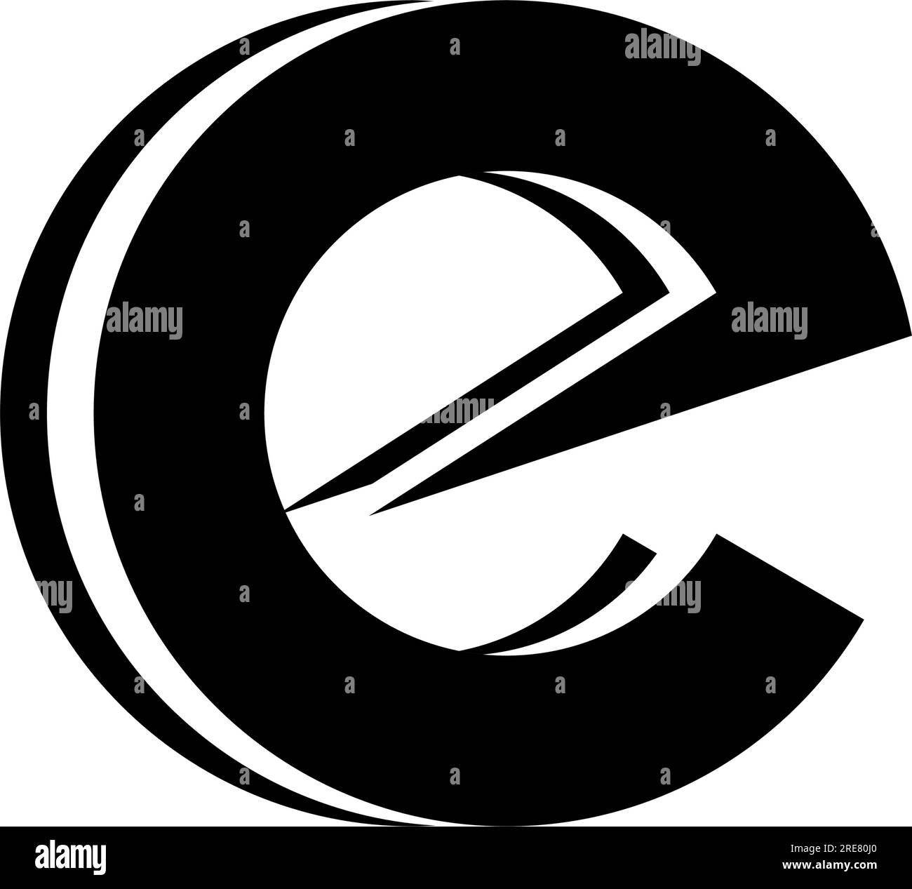 Black Round Layered Lowercase Letter E Icon on a White Background Stock ...