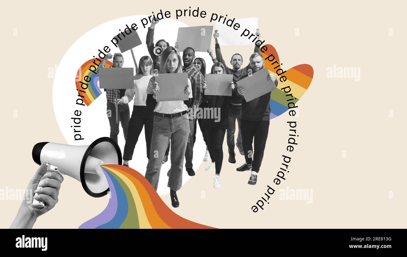 Group of young people showing movement aiming on lgbt community support ...